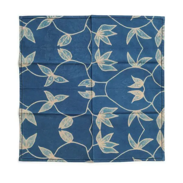 STUDIO VARIOUSLY Folio Indigo Handcrafted Shibori Cotton Table Napkin Set - Blue