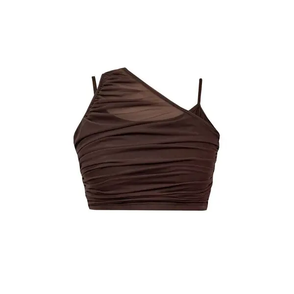 VAN BRUSSEL Elijah Mesh Crop Top - Brown