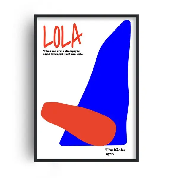 FANCLUB Black / Blue / Red Lola The Kinks Abstract Music Giclée Art Print A3 - Black/blue/red