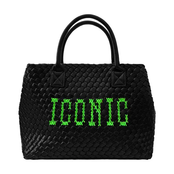 LILLY LOVES Iconic Vegan Stitched Handbag - Black