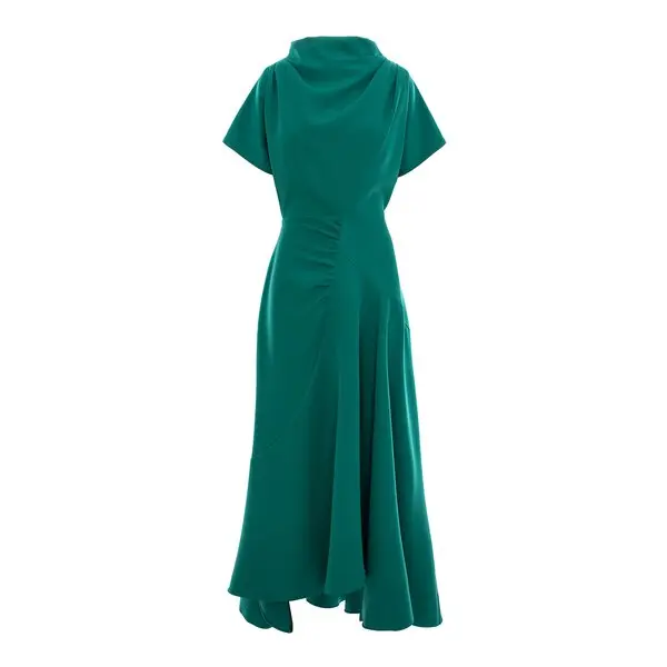 CONCEPT A TROIS Dress With Front Drape And Collar - Green