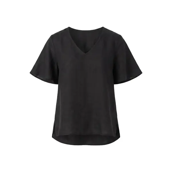 Adrift Clothing Tamara Flutter Sleeve Linen Top - Black