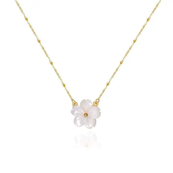 OLIVIA LE Flora Pearl Flower Necklace - Gold