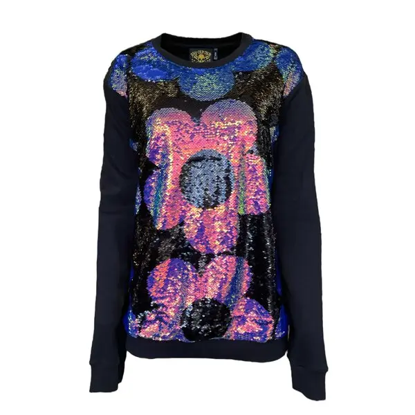 ANY OLD IRON Iridescent Right Quant Reversible Sequin Sweatshirt - Black