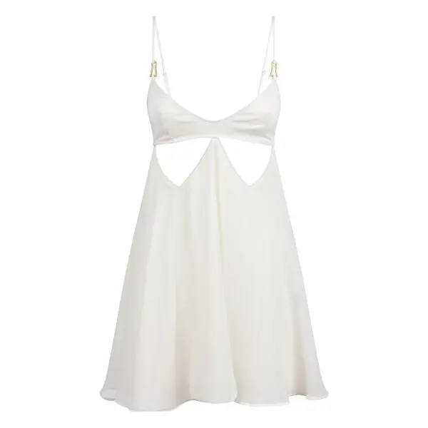 BIANCA RESORTWEAR Reia Mini Dress In Ivory - White