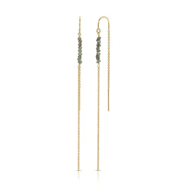 HEATHER HAWKINS Shine On Tiny Gemstone Threader Earrings Filled Raw Diamonds - Gold