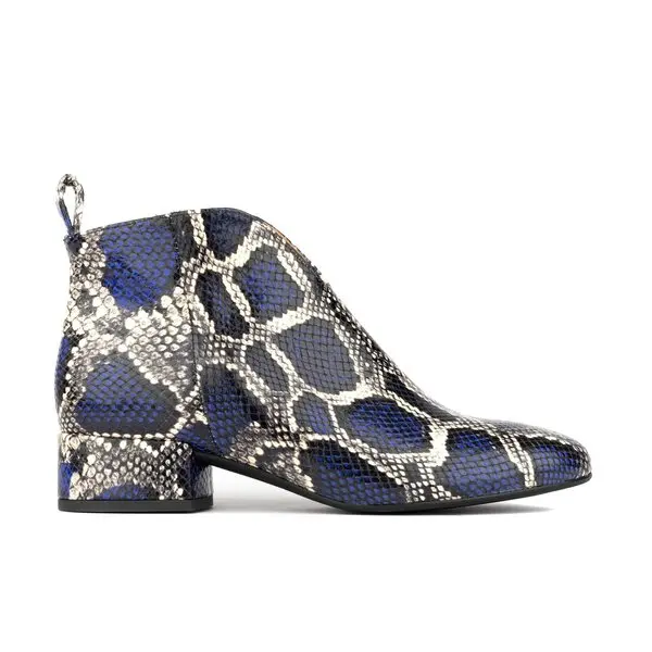 EMBASSY LONDON USA Iris Snake Leather Ankle Boot With Soft Insoles - Blue