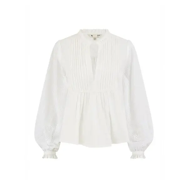 YUMI Pleated Cotton Bib Shirt