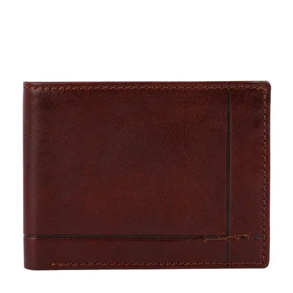 TIME RESISTANCE Leather Bifold Wallet The Getaway - Brown