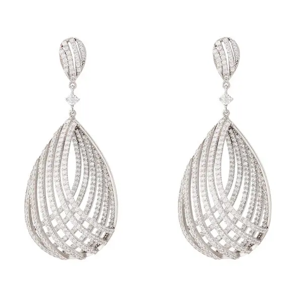 LATELITA Silver / White Vortex Teardrop Earring Silver - Silver/white