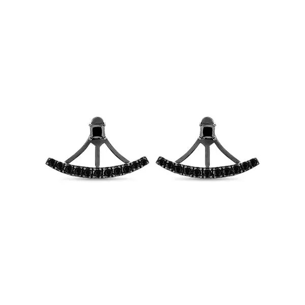 SALLY SKOUFIS Complete Ear Jacket With Made Cz Diamond Stimulant In Rhodium - Black
