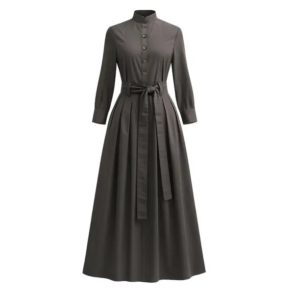 BEIRA Neutrals / Marina Dress Long Pleated Shirt Dress In Taupe - Brown