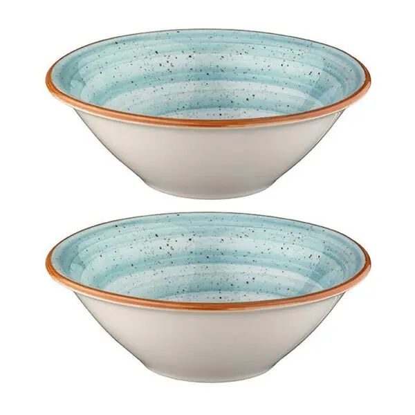 Turgla Home Aqua Round Porcelain Bowl Set Of Two - Blue