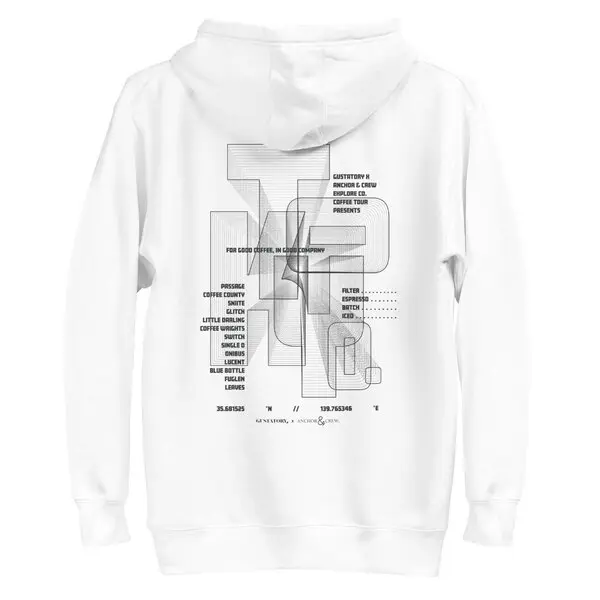 ANCHOR & CREW Gustatory Tokyo Coffee Scene Cotton Blend Embroidered Hoodie - White