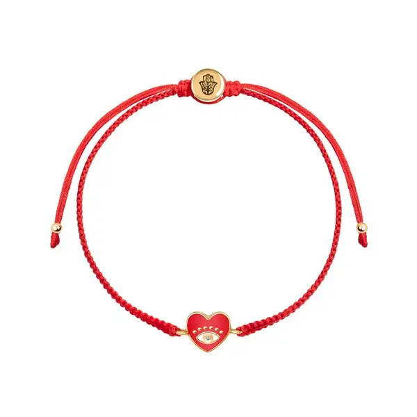 KARMA AND LUCK Devoted To Love Heart Charm Bracelet - Red
