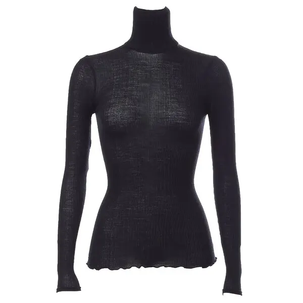 AROMATIQUE Fine Gauge Wool Rib Knitwear - Black