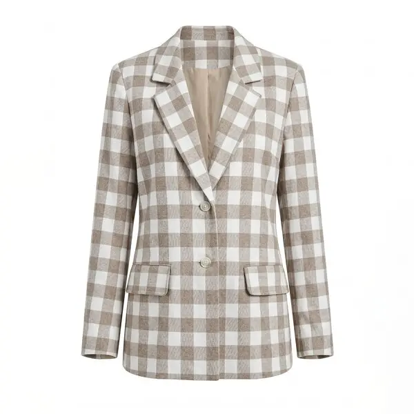 LILY AND LIONEL Oatley Check Print Blazer Jacket - Brown