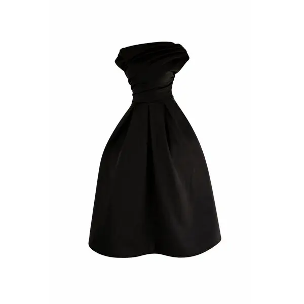 GIRL IN MIND Betty Asymmetric Midi Dress - Black