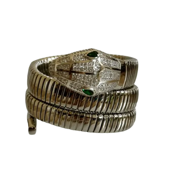 LAURA GRAY Petite Sterling Crystal Triple Wrap Snake Bracelet - Silver