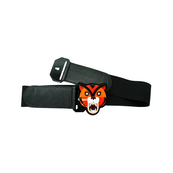 GISSA BICALHO Black / Orange Handmade Acrylic Belt Tiger Orange - Black/orange