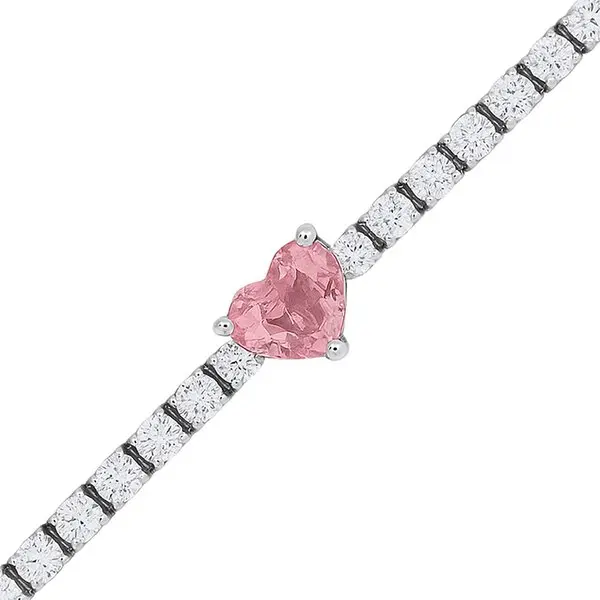 MAISON DE GALA Tennis Bracelet With Heart-shaped Stone And Crystals