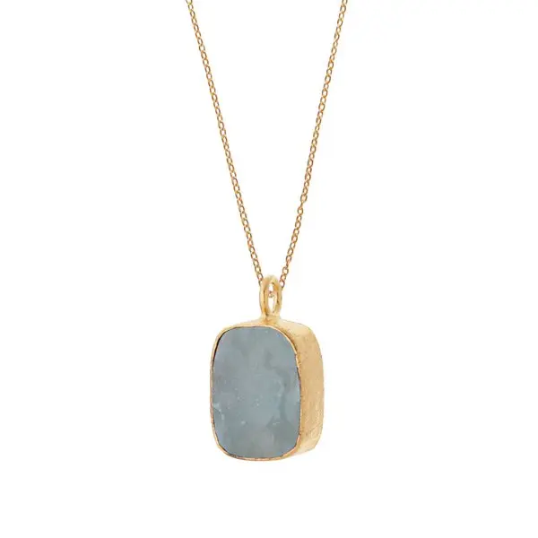 GODDESS CHARMS Elemental Crystal Aquamarine Pendant - Gold