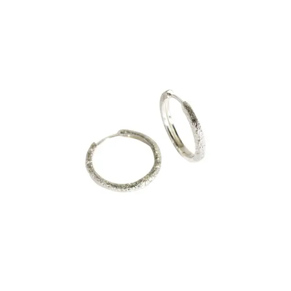 CLAIRE HILL DESIGNS Antique-textured Hoop Earrings - Silver