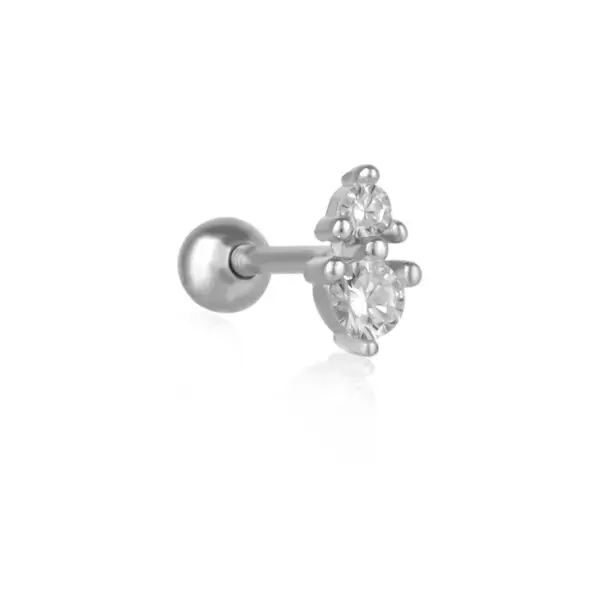 SPERO LONDON Sterling Two Jewelled Bead End Piercing - Silver