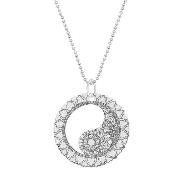CARTERGORE Large Mandala Yin Yang Pendant Necklace - Silver
