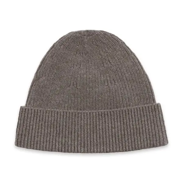 PAUL JAMES KNITWEAR Lightweight Merino Cashmere Beaulinee Beanie Taupe - Brown