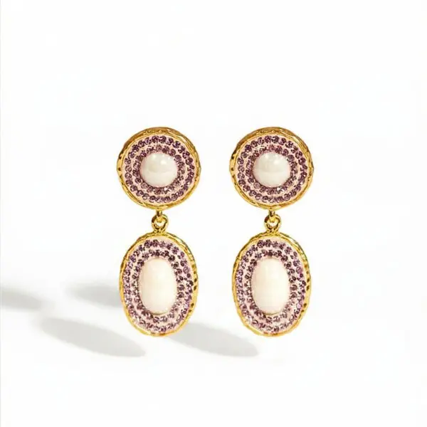 ORNARE THE LABEL Gold / Pink Athena Earrings Blush - Gold/pink