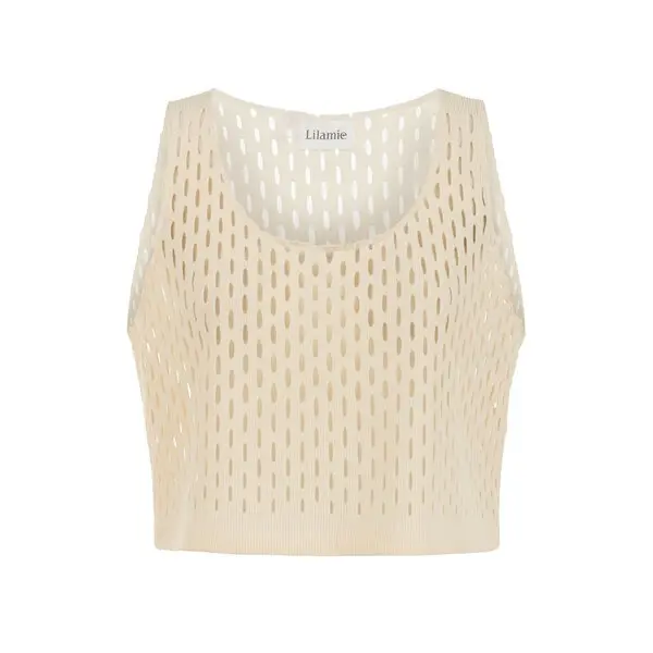 LILAMIE Neutrals Tulum Loose Fit Sleevless Summer Tank Top - Beige