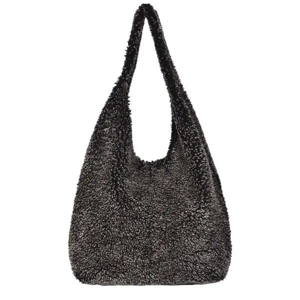 OWEN BARRY Sheepskin Shoulder Slouchy Bag Hurricane Bruton - Brown