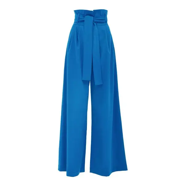 JULIA ALLERT High Waist Long Wide Leg Trousers – Bright - Blue