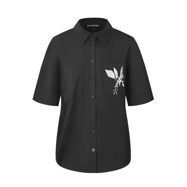 SMART AND JOY Stretch Cotton Shirt - Black