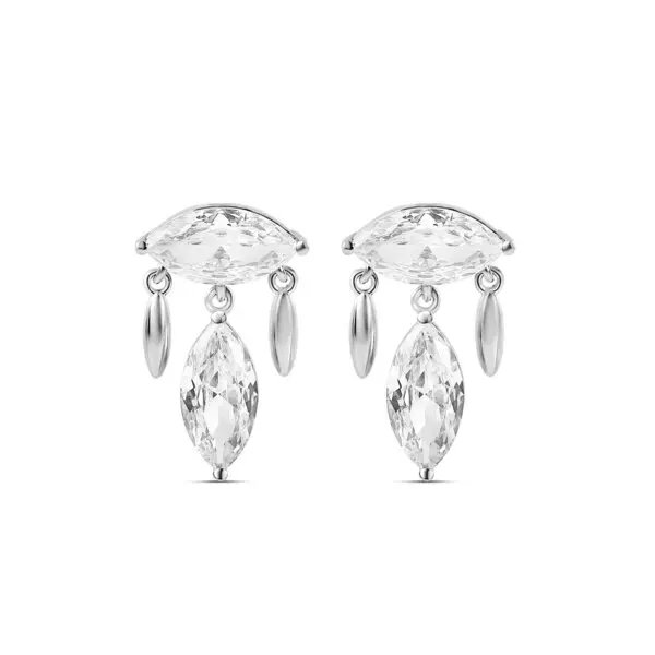 SHYMI Double Marquise Chandelier Earrings - Silver