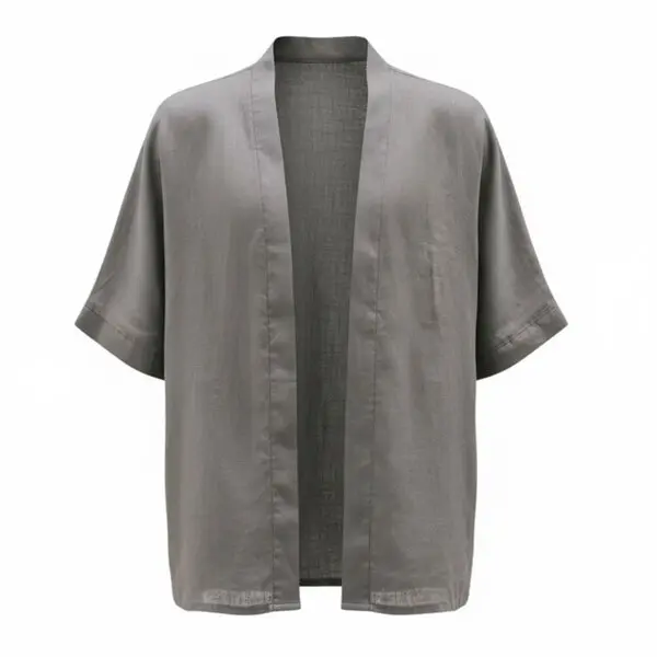 ORIGIN OF HEARTS Inari Titanium Linen Kimono Shirt - Grey