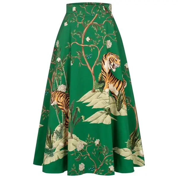 MARIANNA DÉRI Tiger Print Maxi Skirt - Green