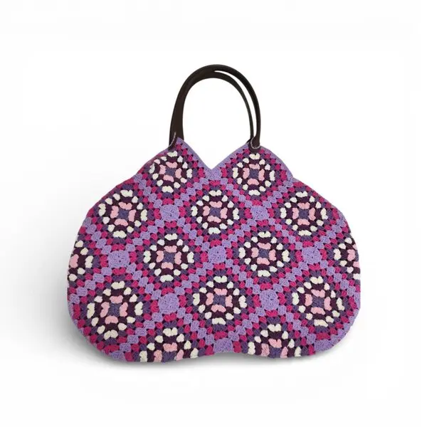 SPRINGMOONATELIER Handmade Lilac Plaid Crochet Bag – Boho Crochet Bag