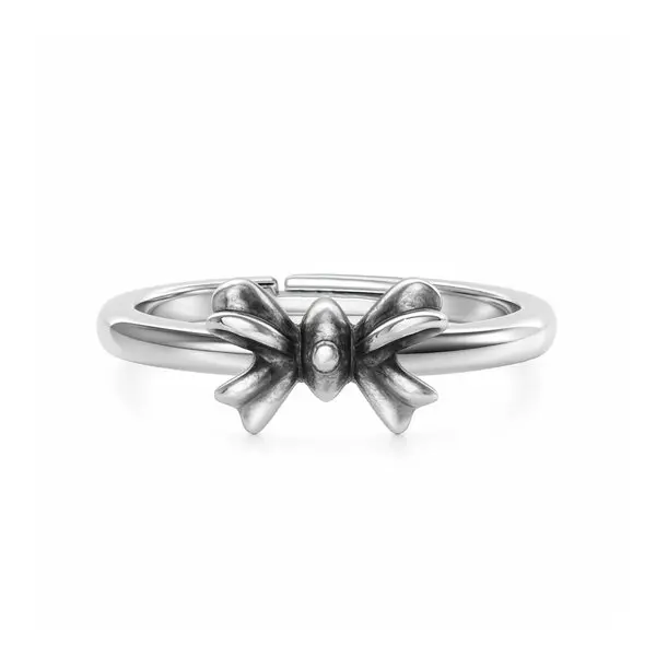 UNALOE Adjustable Bow Ring In Sterling Symbol Of Grace And Emotional Connection - Silver