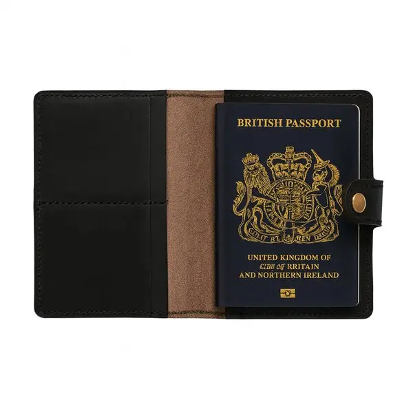 VIDA VIDA Luxury Leather Passport Travel Holder - Black