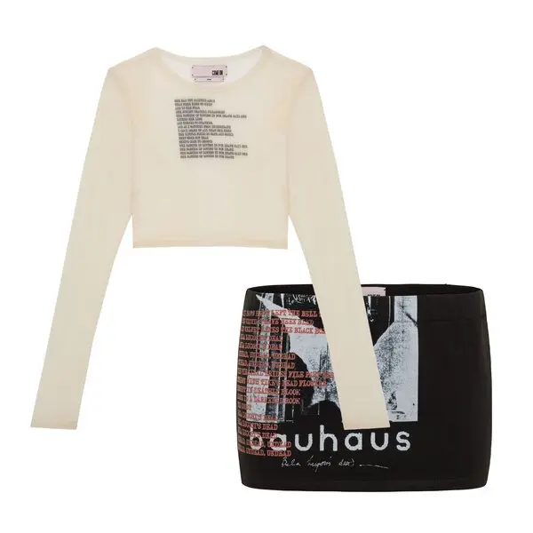 COME ON Mini Bauhaus Skirt With Only Lovers Crop Top Outfit - Black