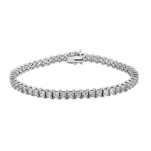 DIAMONBLISS Classic Three Millimeter Princess Cut Tennis Bracelet, Yellow - Gold