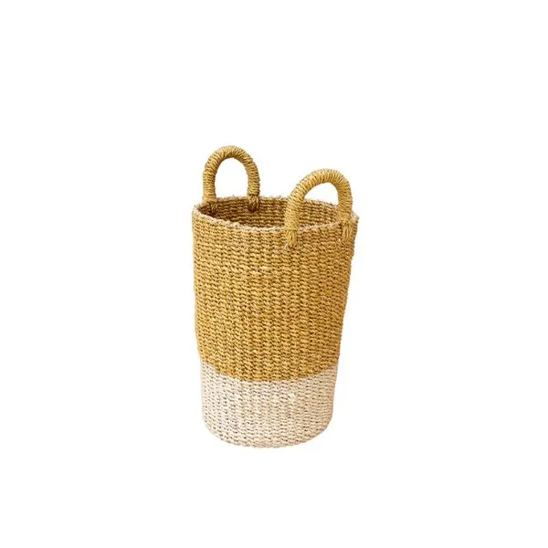 Likhâ Neutrals / Mustard Handwoven Vase Basket - Yellow