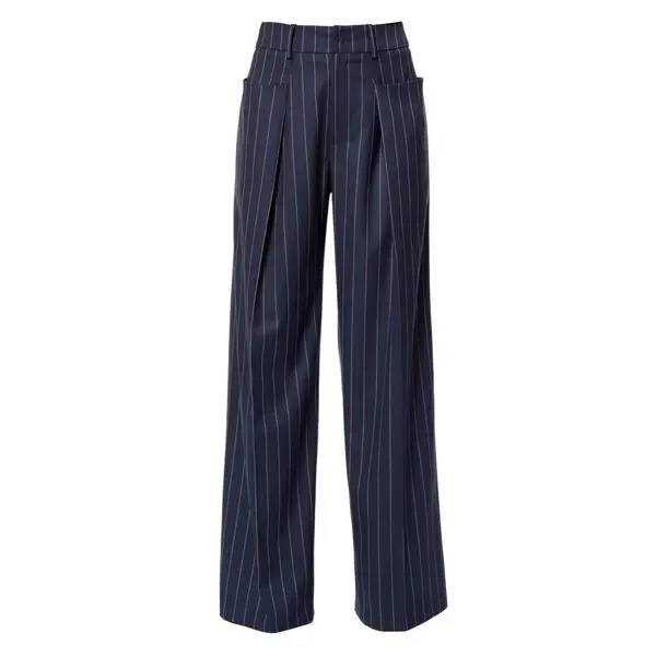 AGGI BY HALEWSKI Stacey Mood Indigo Tennis Stripe Wide Trousers - Blue