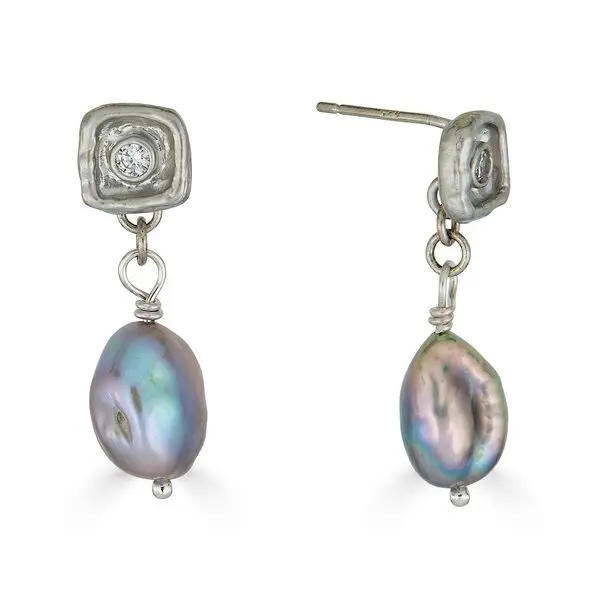 LONI PAUL JEWELRY Gray Keshi Pearl Drop Earrings - Silver