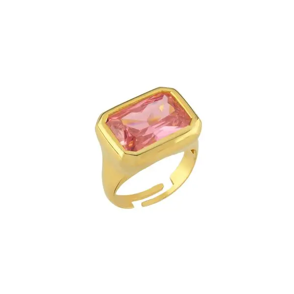 LINYA JEWELLERY Nova Large Crystal Stone Ring - Pink