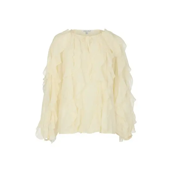 LILY AND LIONEL Neutrals / Sophie All Over Ruffle Blouse In Cream - White