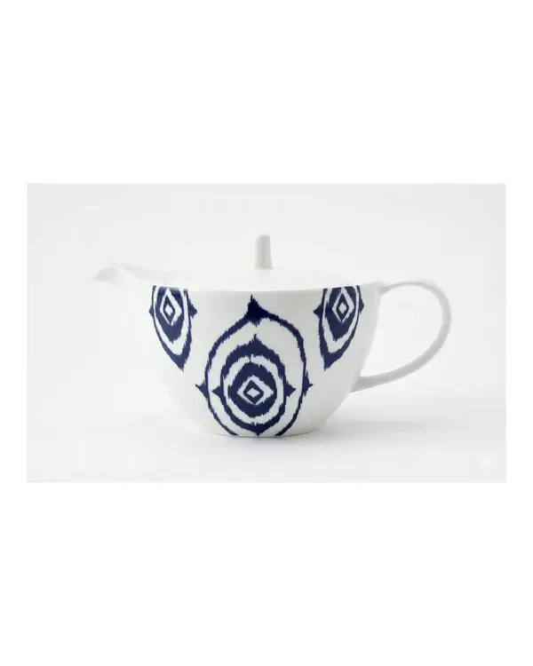 Mojjere Fine Porcelain Tea Pot White & Design - Blue