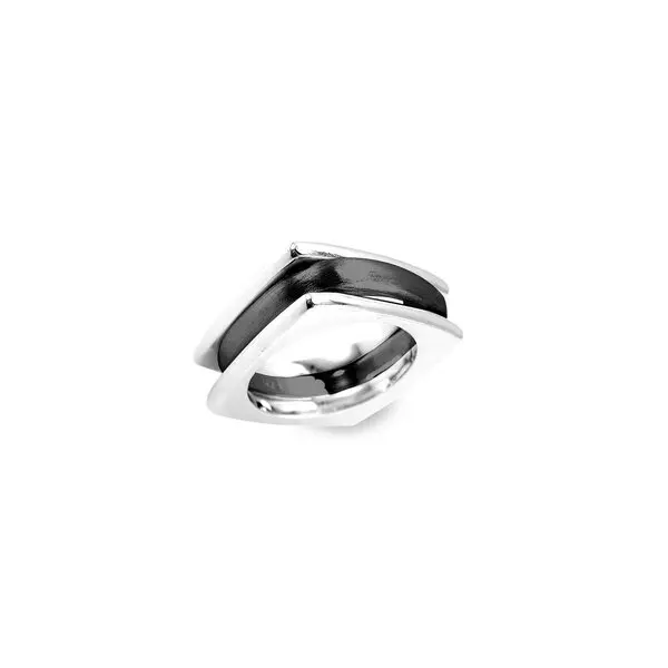 SALLY SKOUFIS Black / Silver Shadow Ring With Brushed Premium Black Rhodium In Sterling Silver - Black/silver